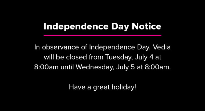 Independence Day Closing Notice - Vedia